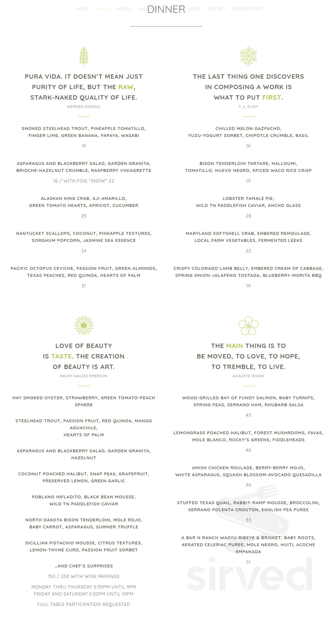 Menu - Dallas TX's Flora Street Cafe | Sirved