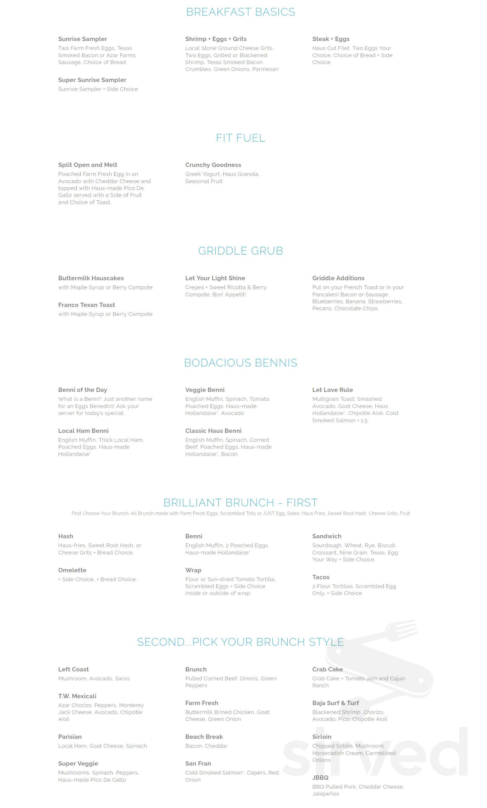 Menu - Jacksonville Beach FL's Jax Beach Brunch Haus | Sirved