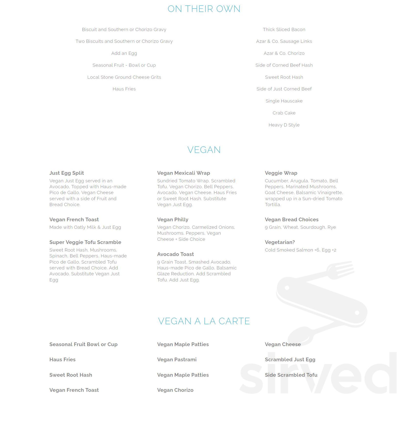 Menu - Jacksonville Beach FL's Jax Beach Brunch Haus | Sirved