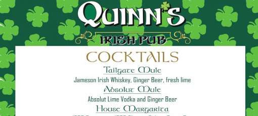 Menu for Quinn’s Irish Pub in Worcester, MA | Sirved