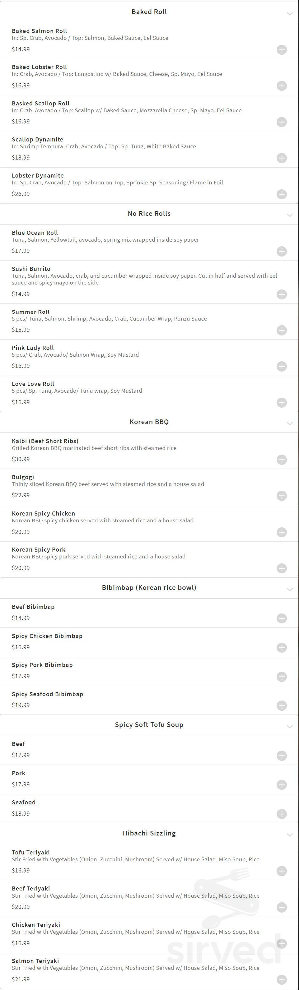 Sake Sushi & Grill menu in Lake Havasu City, Arizona, USA