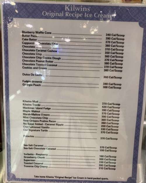 Kilwins Chocolates menu in Delray Beach, Florida, USA