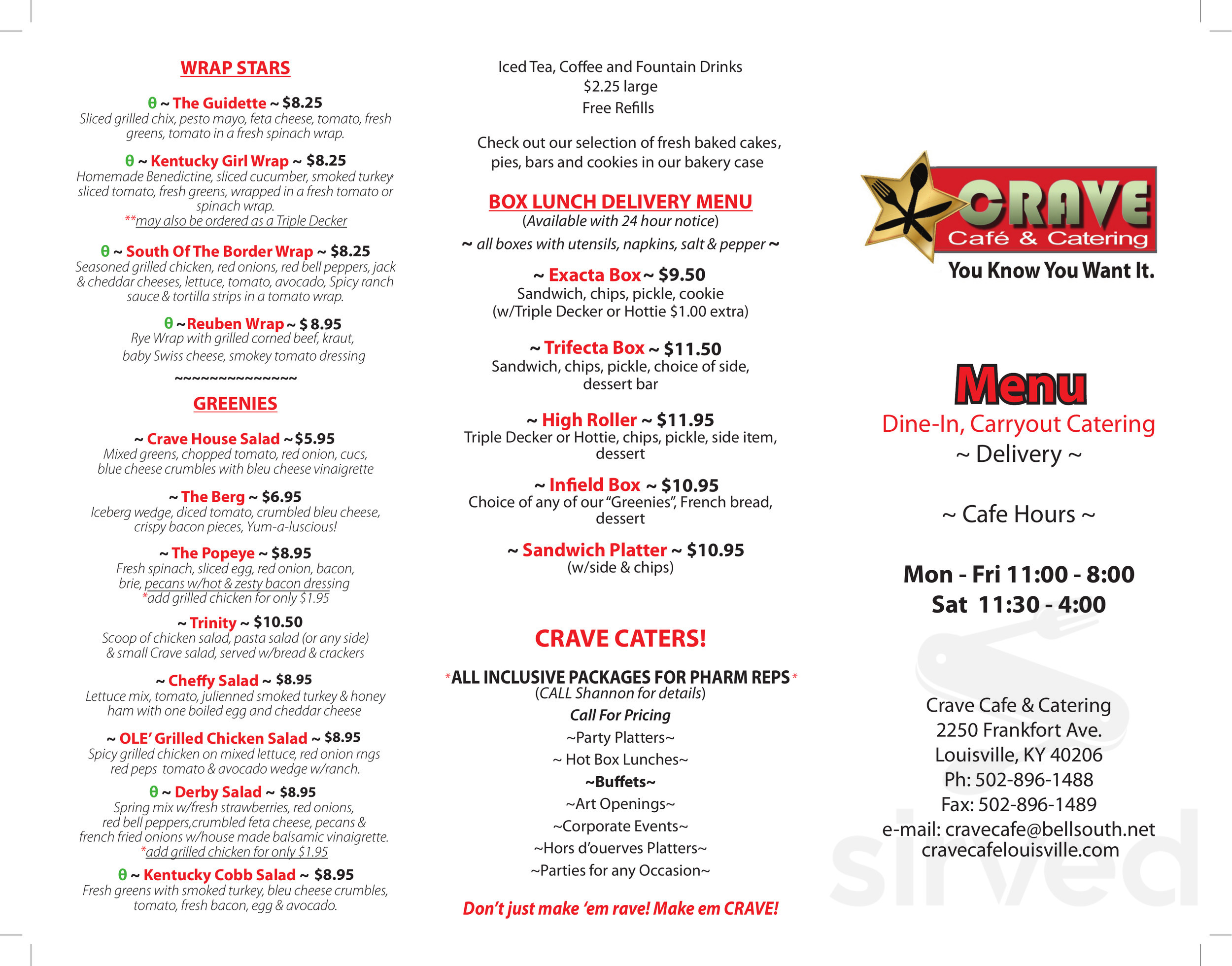 Crave Cafe Catering Menu In Louisville Kentucky USA Crave Cafe Catering Menu In Louisville Kentucky USA
