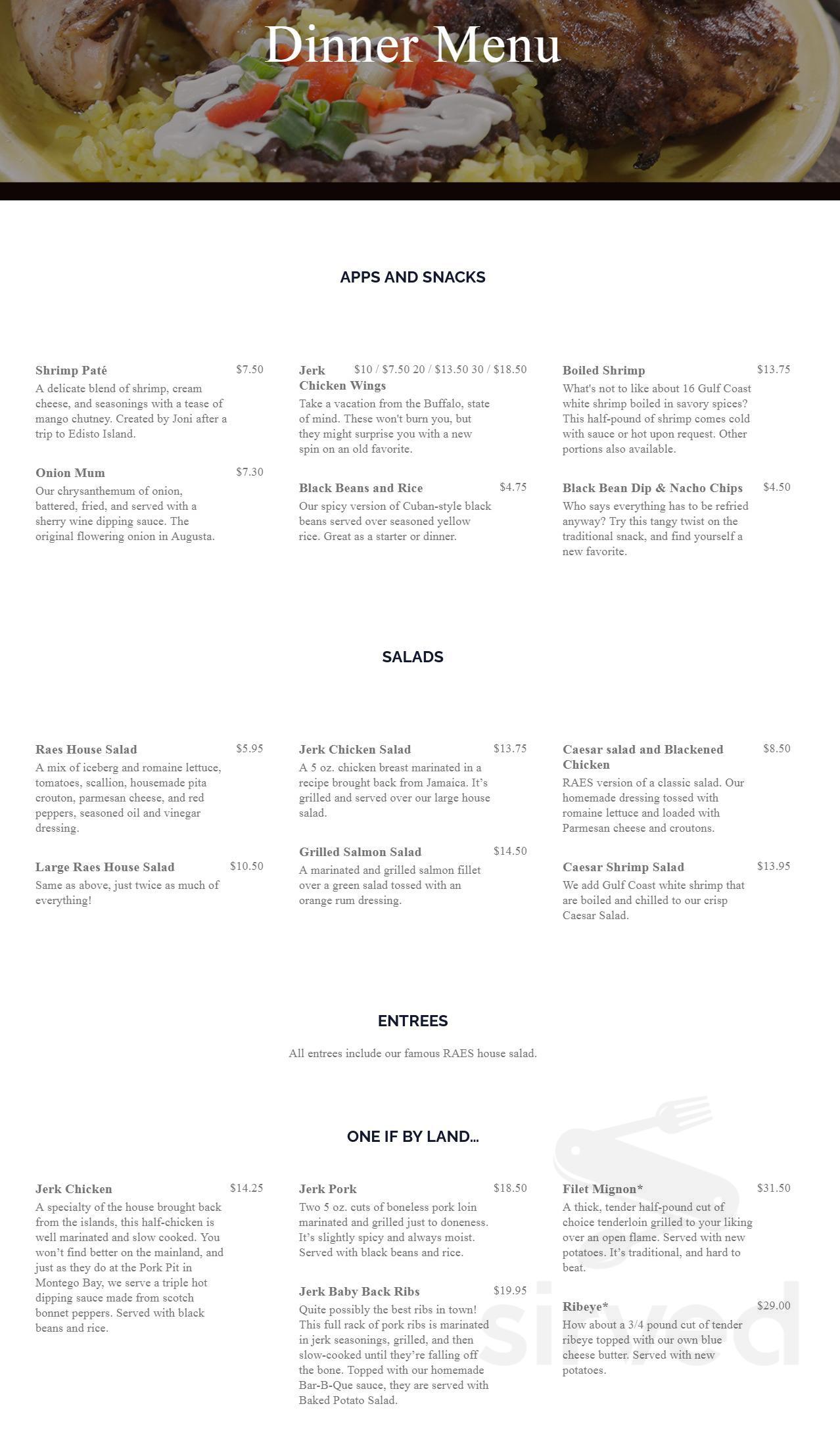 Menu - Augusta GA's RAES COASTAL CAFE | Sirved