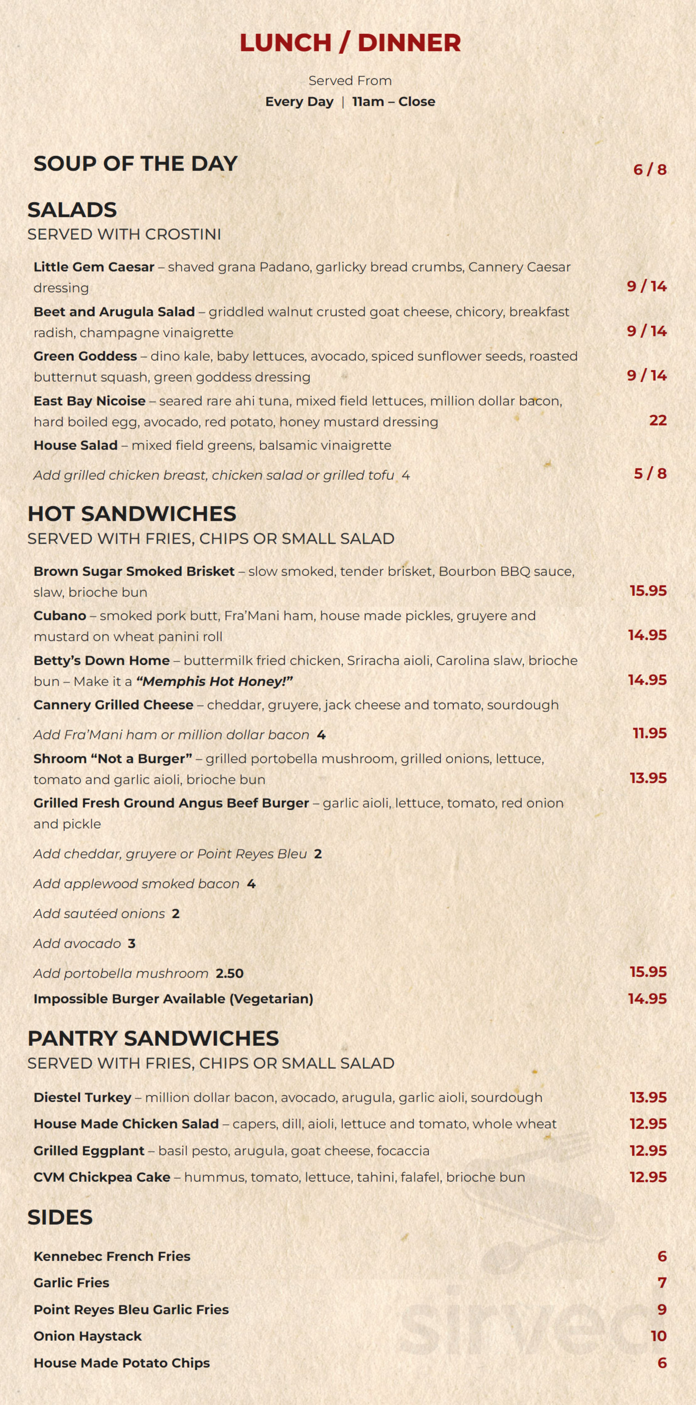 Menu for The Cannery Kitchen and Tap in Castro Valley, California ...