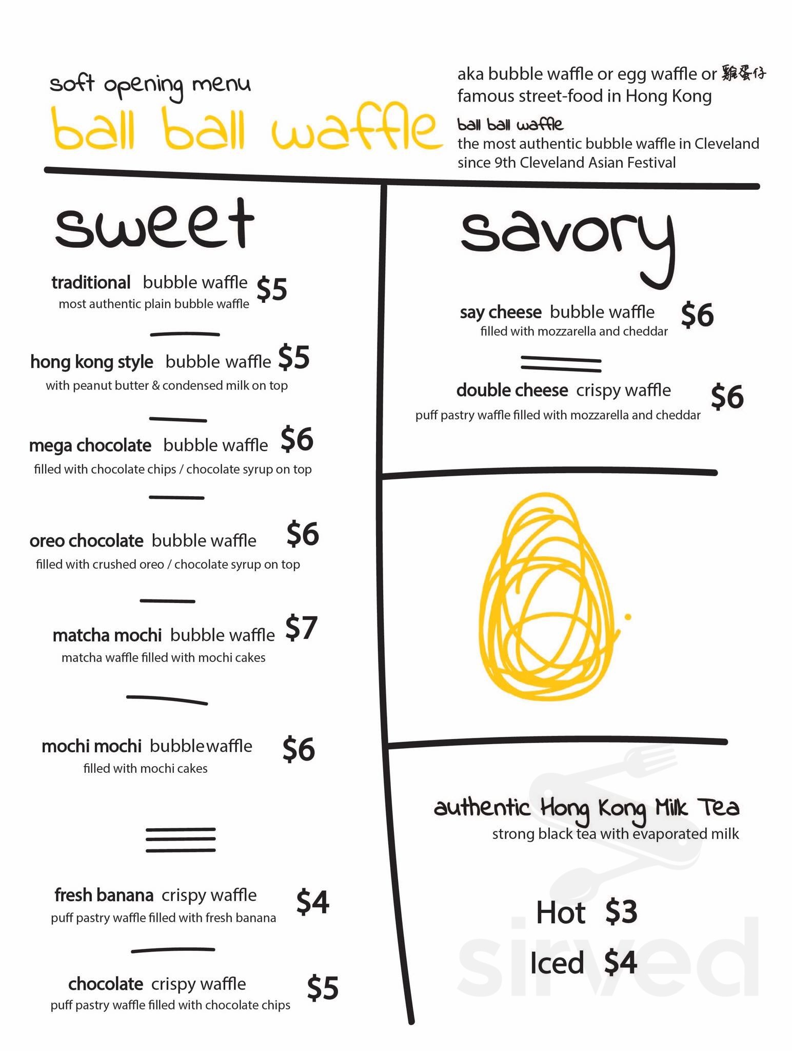 Ball Ball Waffle menu in Cleveland, Ohio, USA