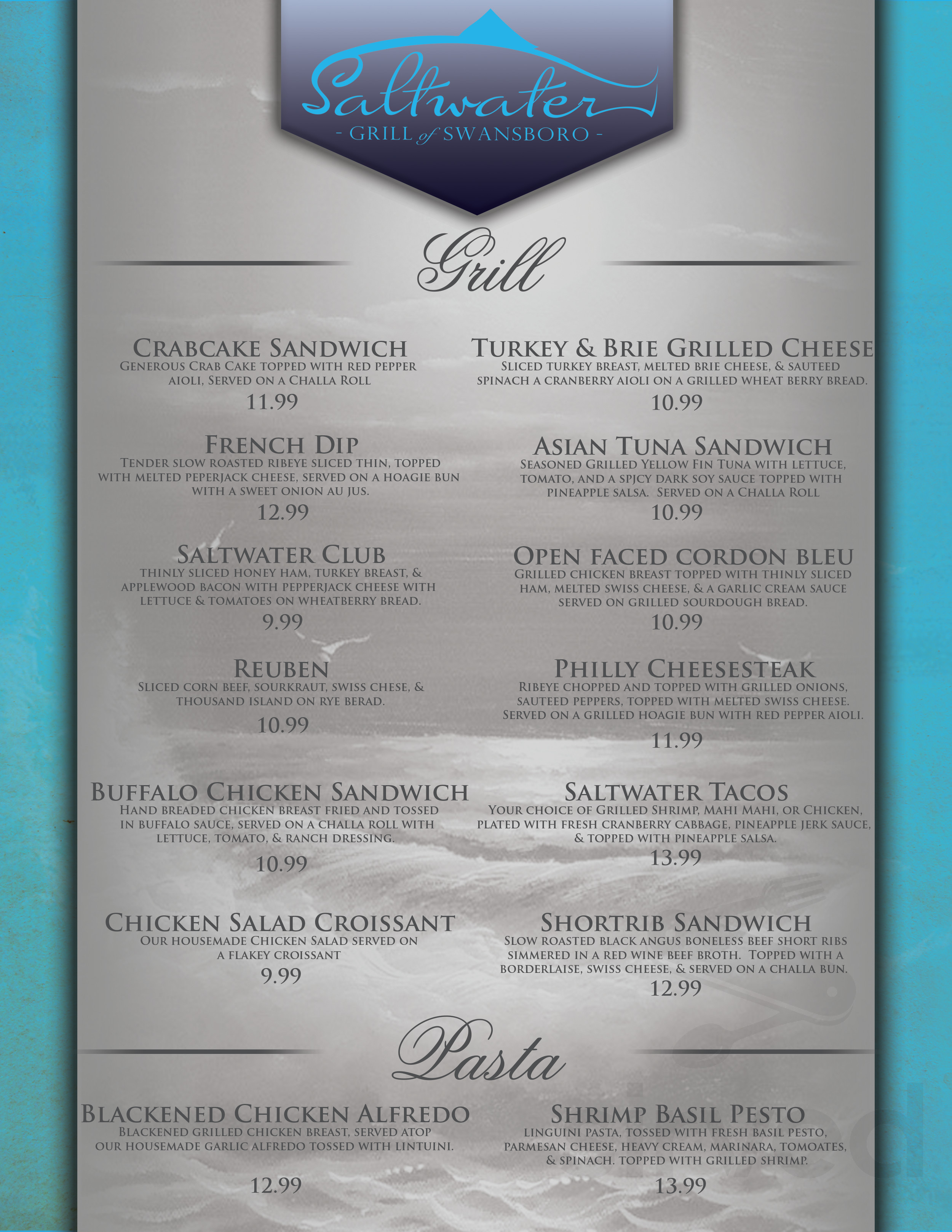 Saltwater Grill menus in New Bern, North Carolina, United States