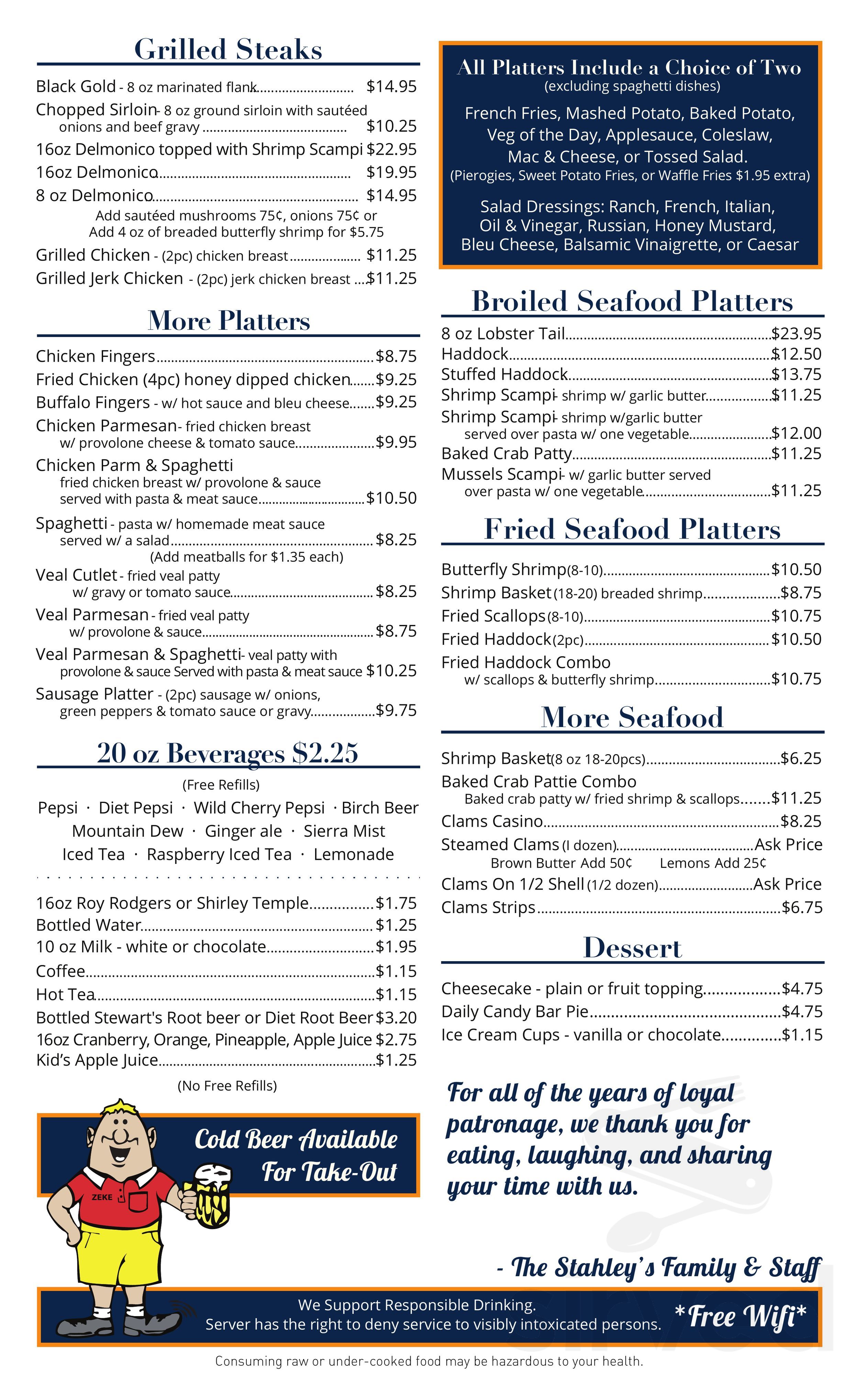 Stahley's Cellarette menus in Allentown, Pennsylvania, United States