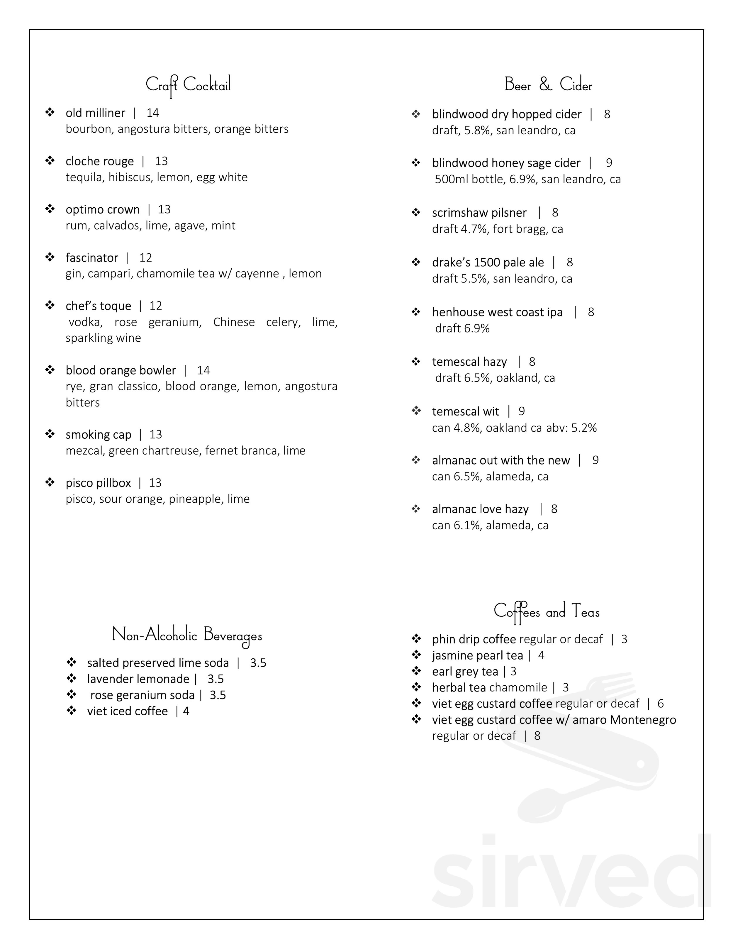 Menu for Top Hatters Kitchen and Bar in San Leandro, CA | Sirved