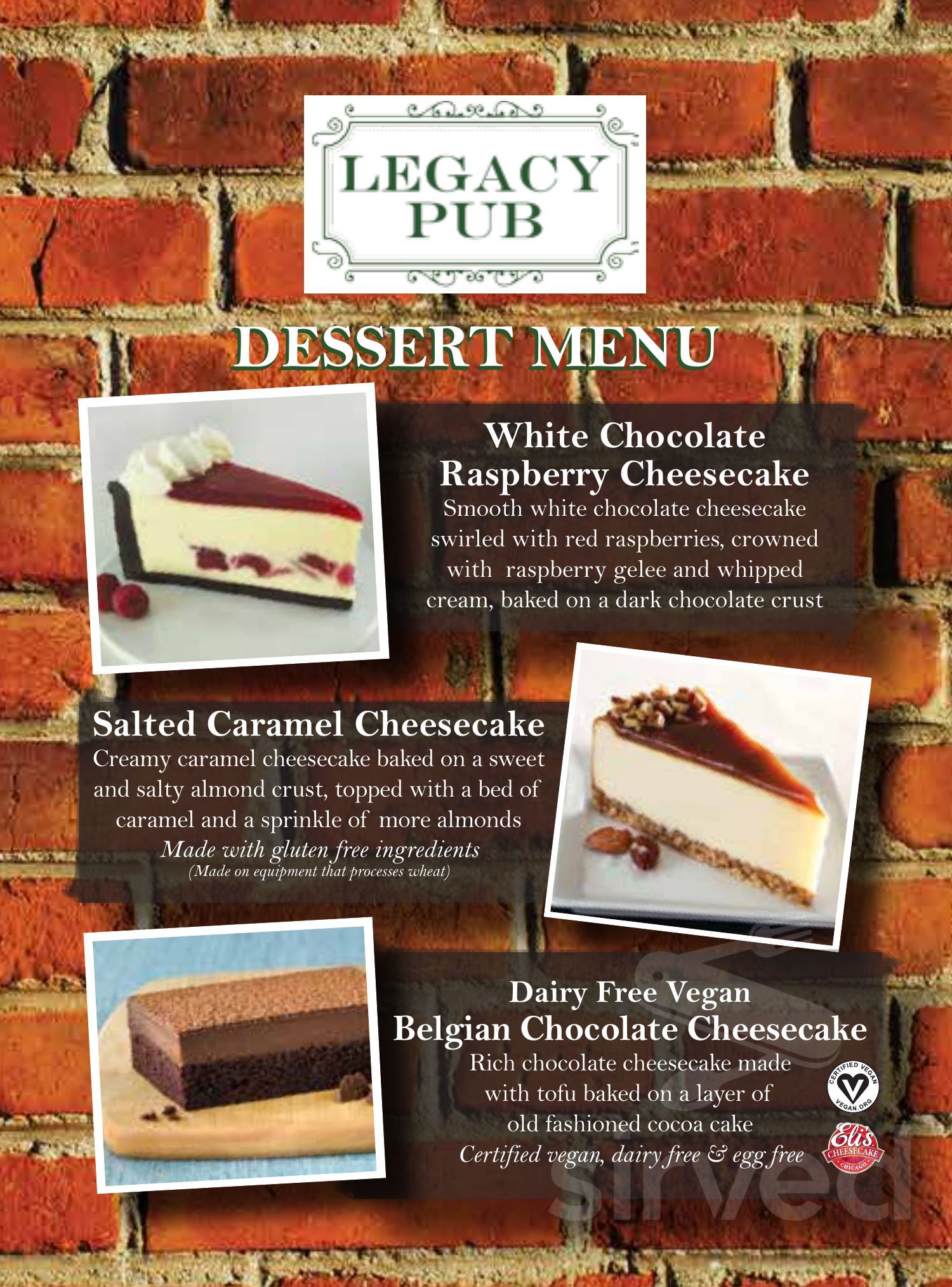 Legacy Pub menus in Lafayette, Indiana, United States