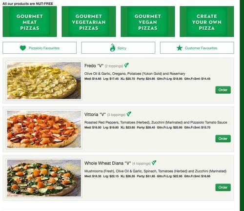 Pizzaiolo menu in Toronto, Ontario, Canada