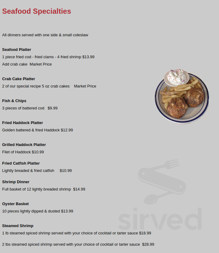 Marie's Diner menu in La Plata, Maryland, USA