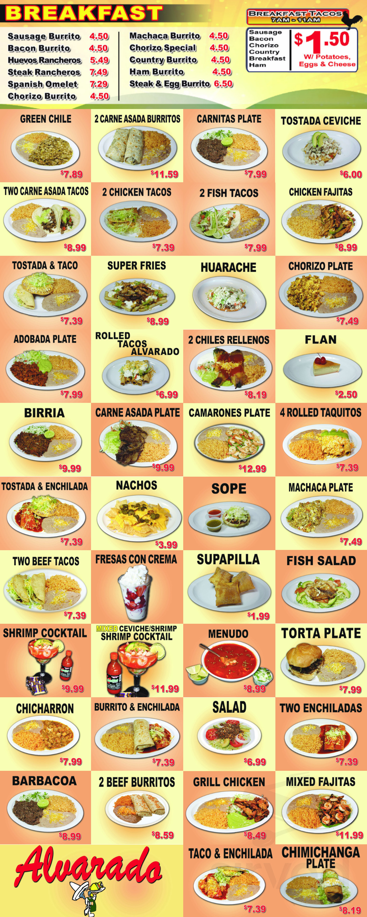 Alvarado Mexican Restaurant menu in Azle, Texas, USA