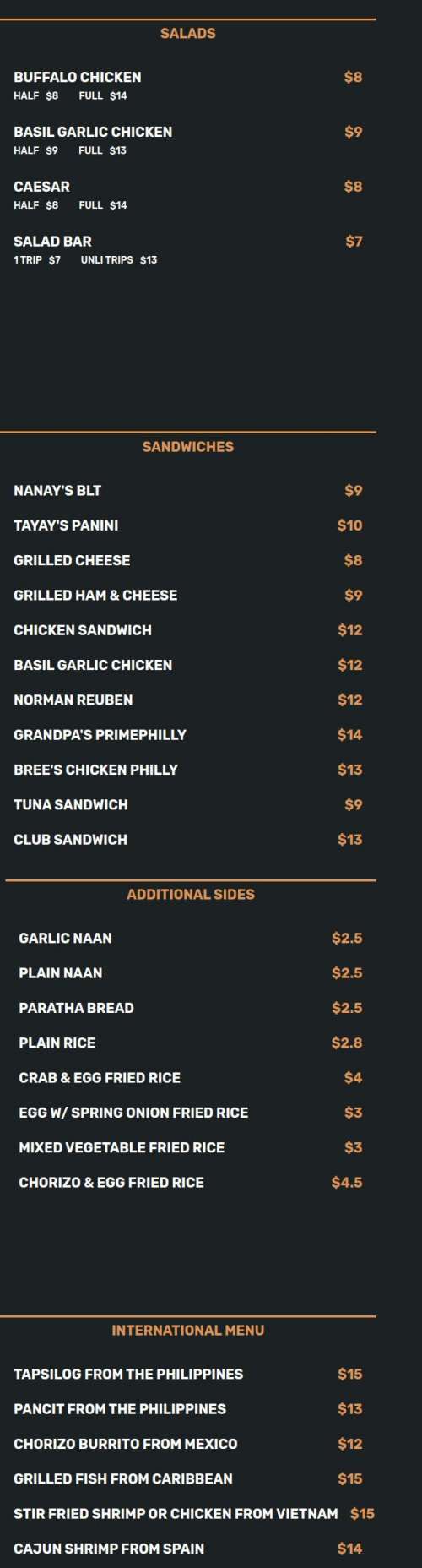 Fathom Restaurant menu in Afton, Wyoming, USA