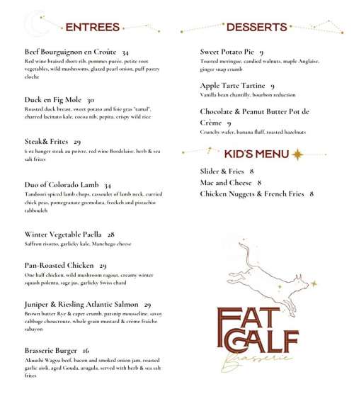 Fat Calf Brasserie menu in Shreveport, Louisiana, USA