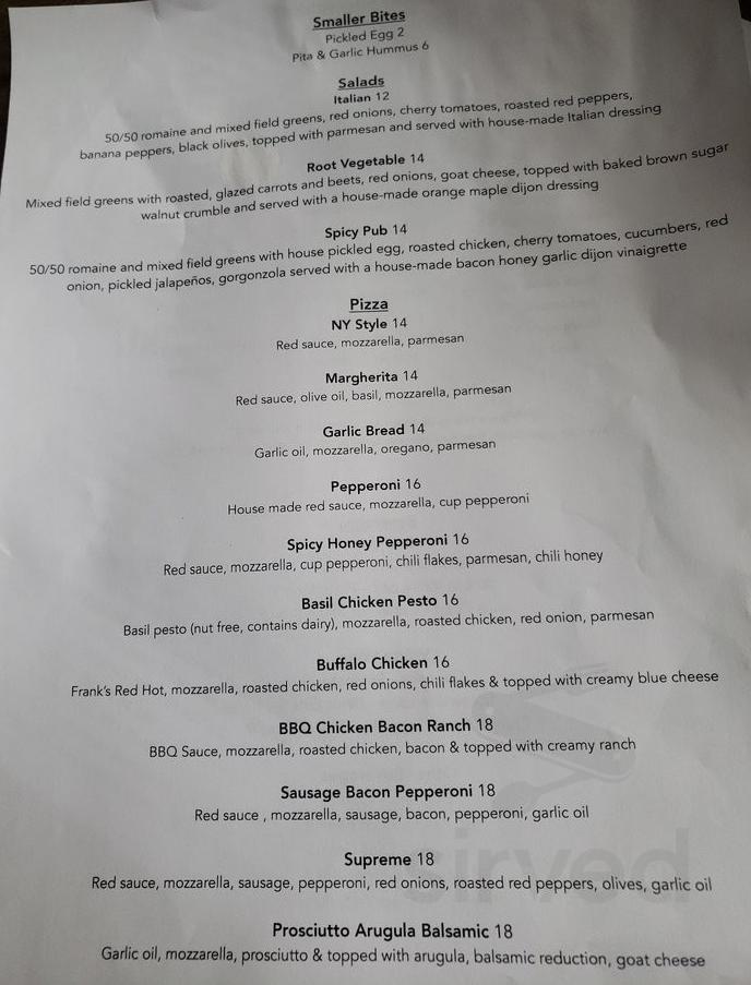 A.W. Wander menu in Manlius, New York, USA