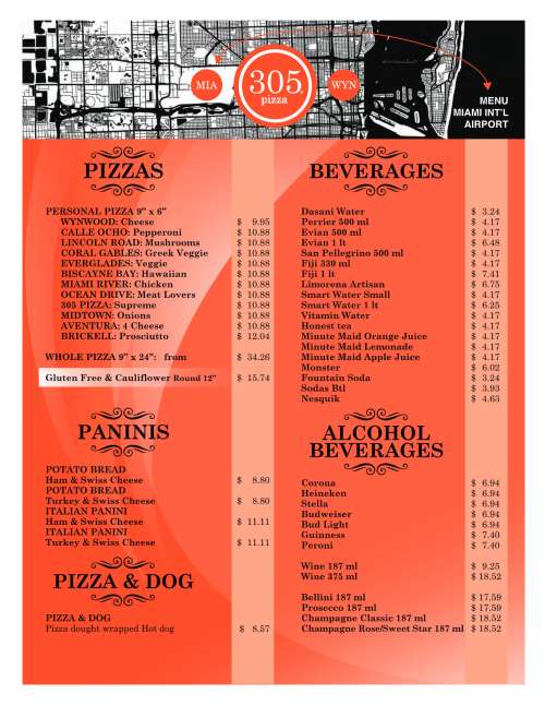 305 Pizza Miami Airport menu in Miami, Florida, USA