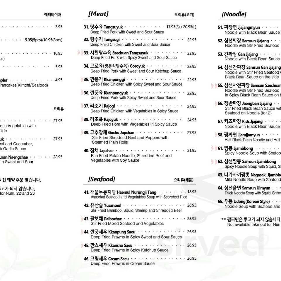 RuRan menu in Port Coquitlam, British Columbia, Canada