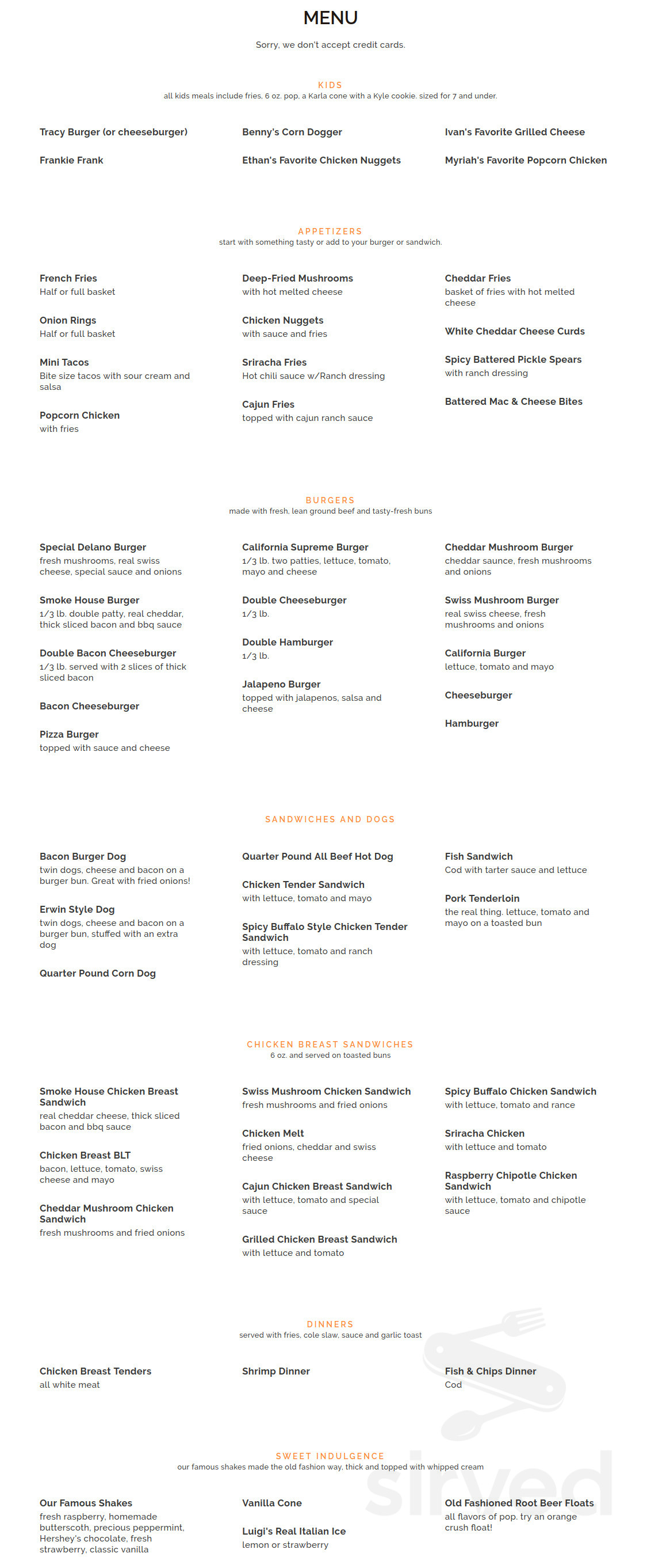 Menu for Peppermint Twist Drive In in Delano, MN | Sirved