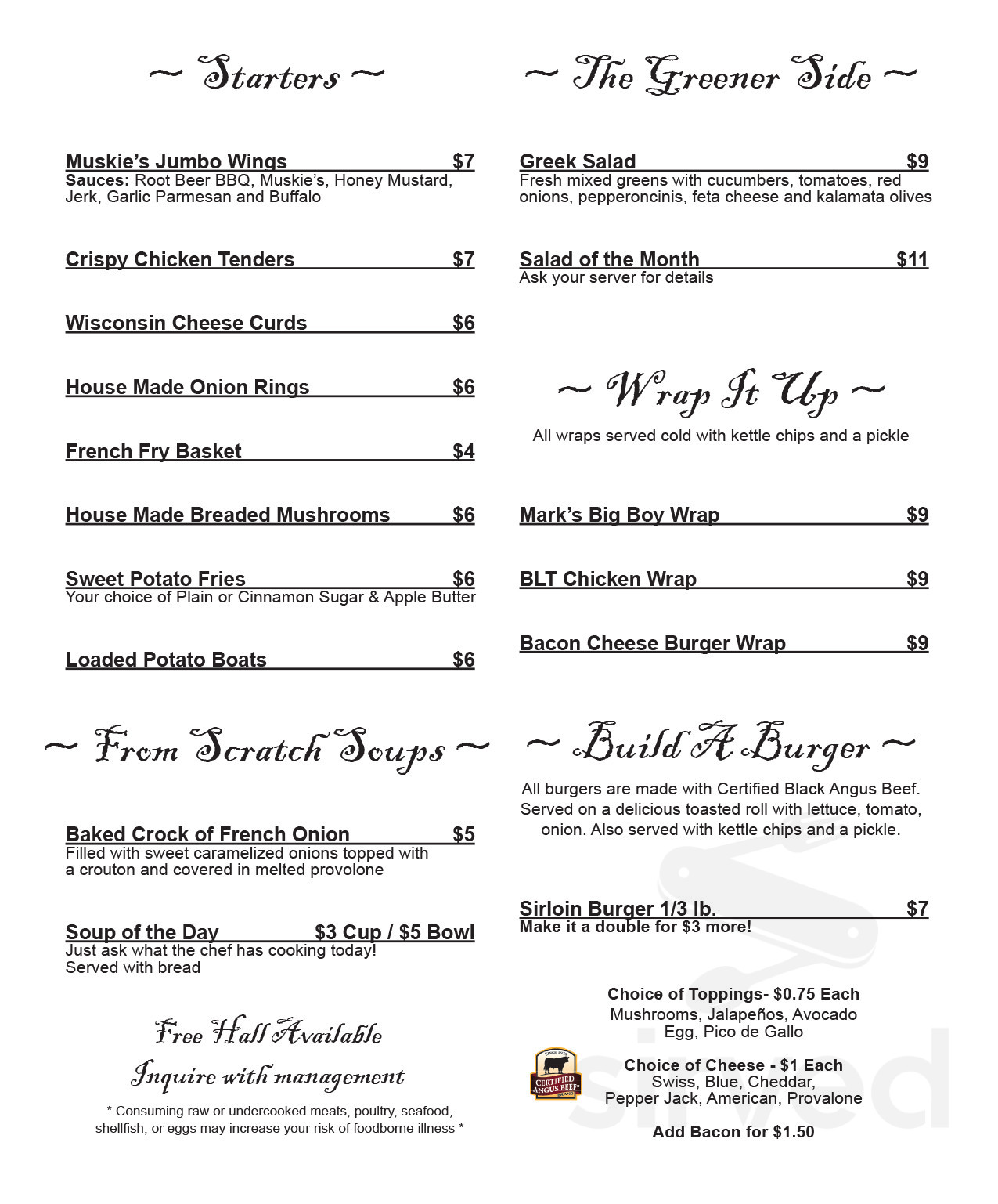 Milwaukee Gourmet House (formerly Muskies) menus in South Milwaukee ...