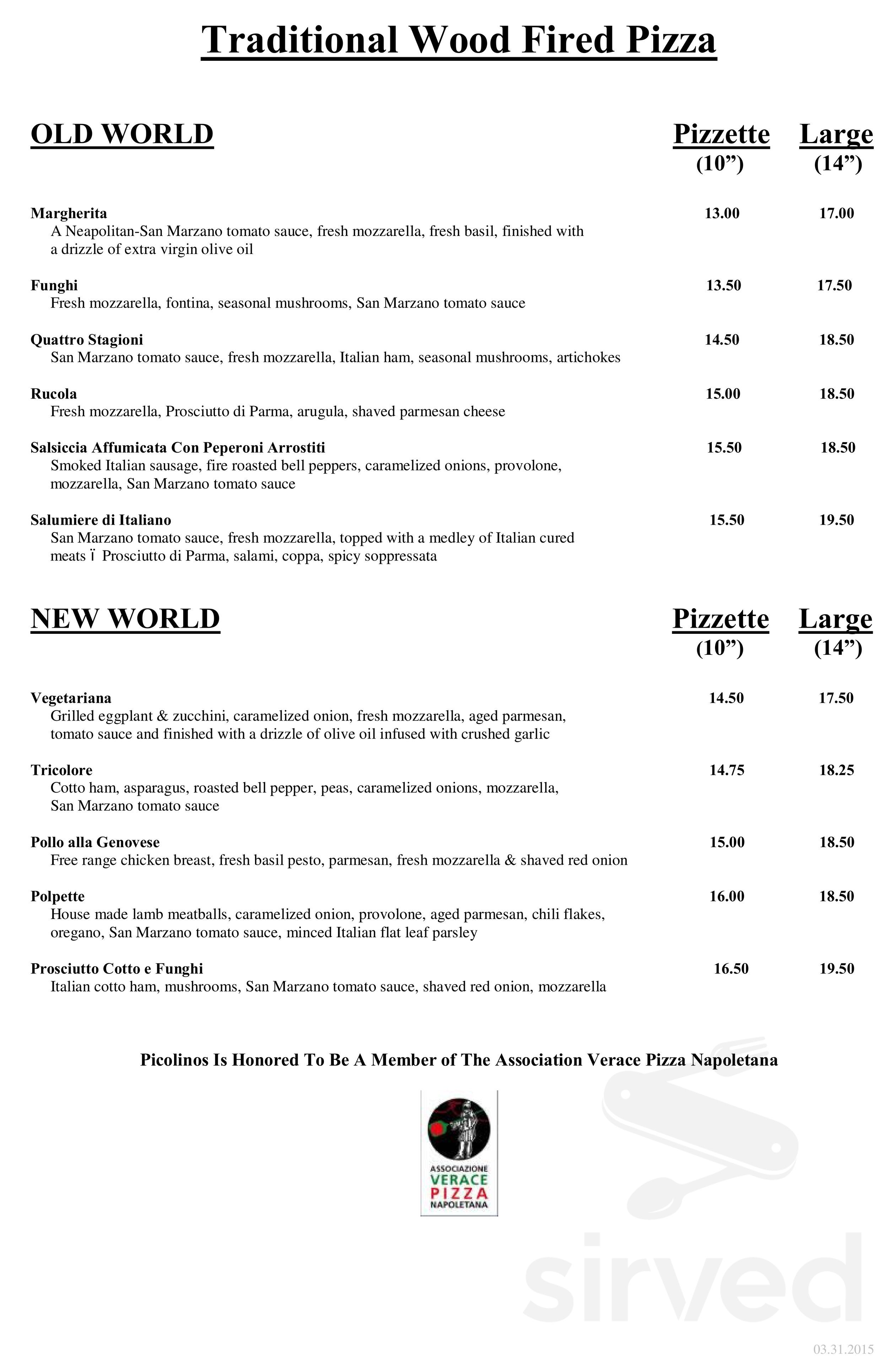 Ristorante Picolinos menu in Seattle, Washington, USA