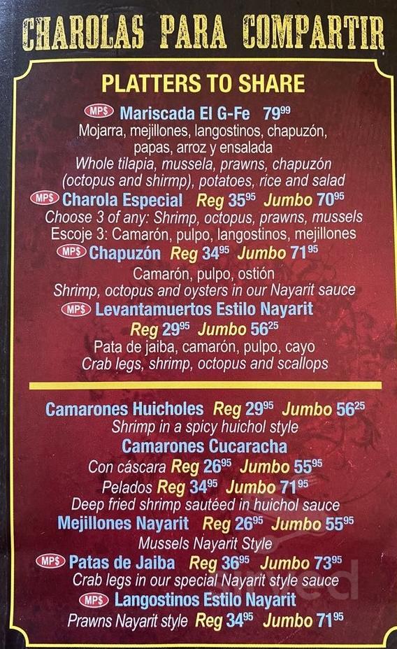 EL G-FE menu in Chicago, Illinois, USA