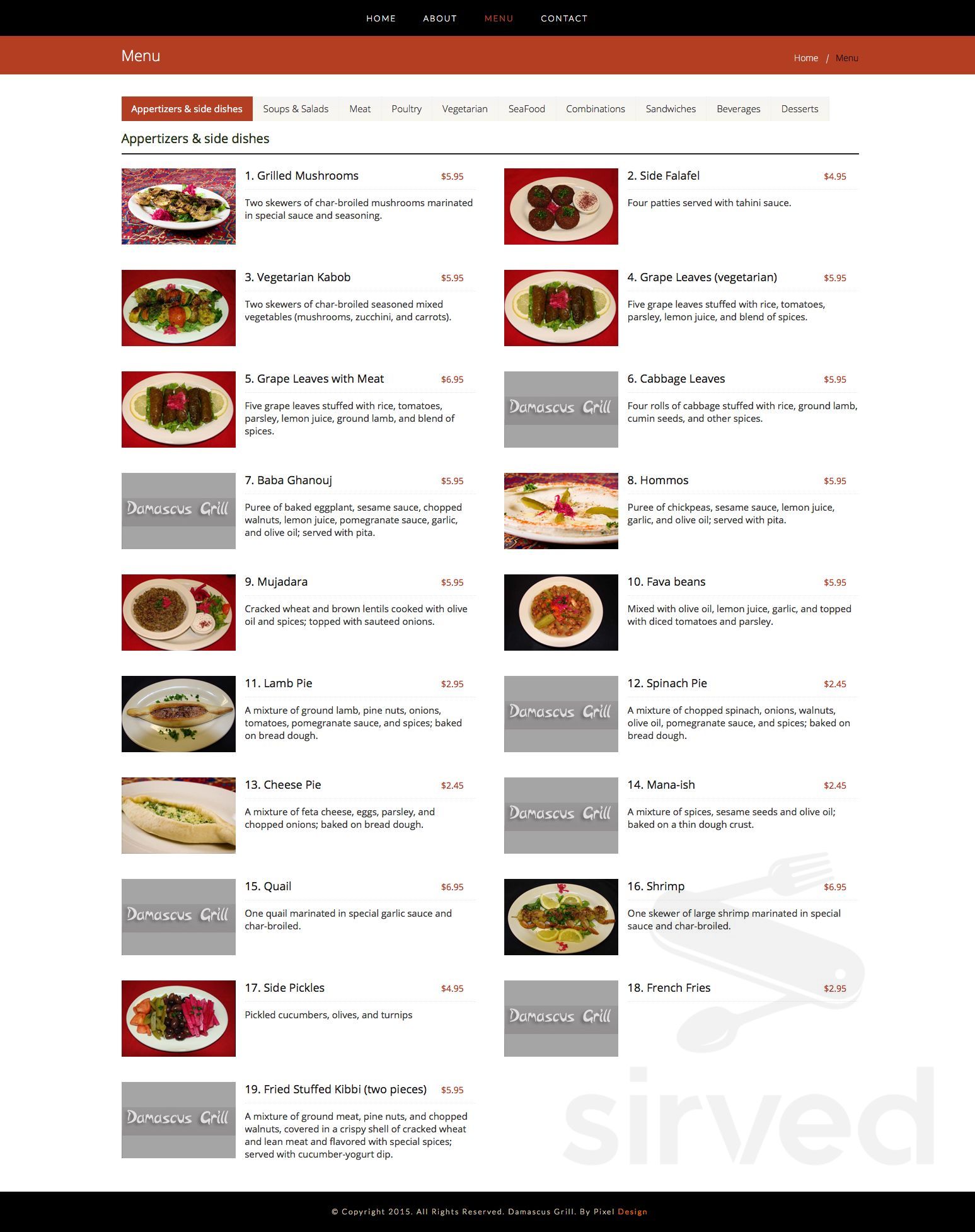 Menu - Littleton CO's Damascus Grill | Sirved