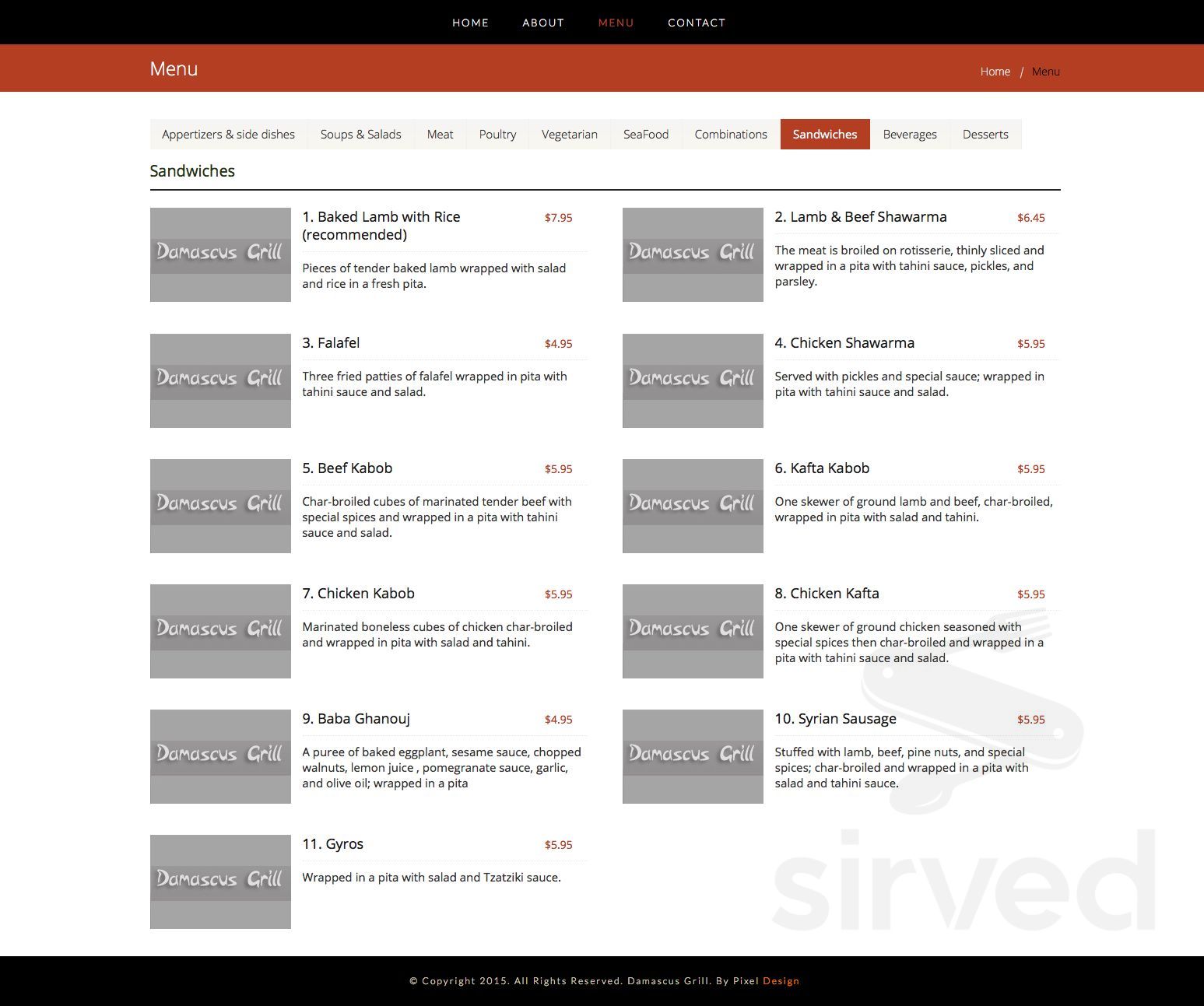 Menu - Littleton CO's Damascus Grill | Sirved
