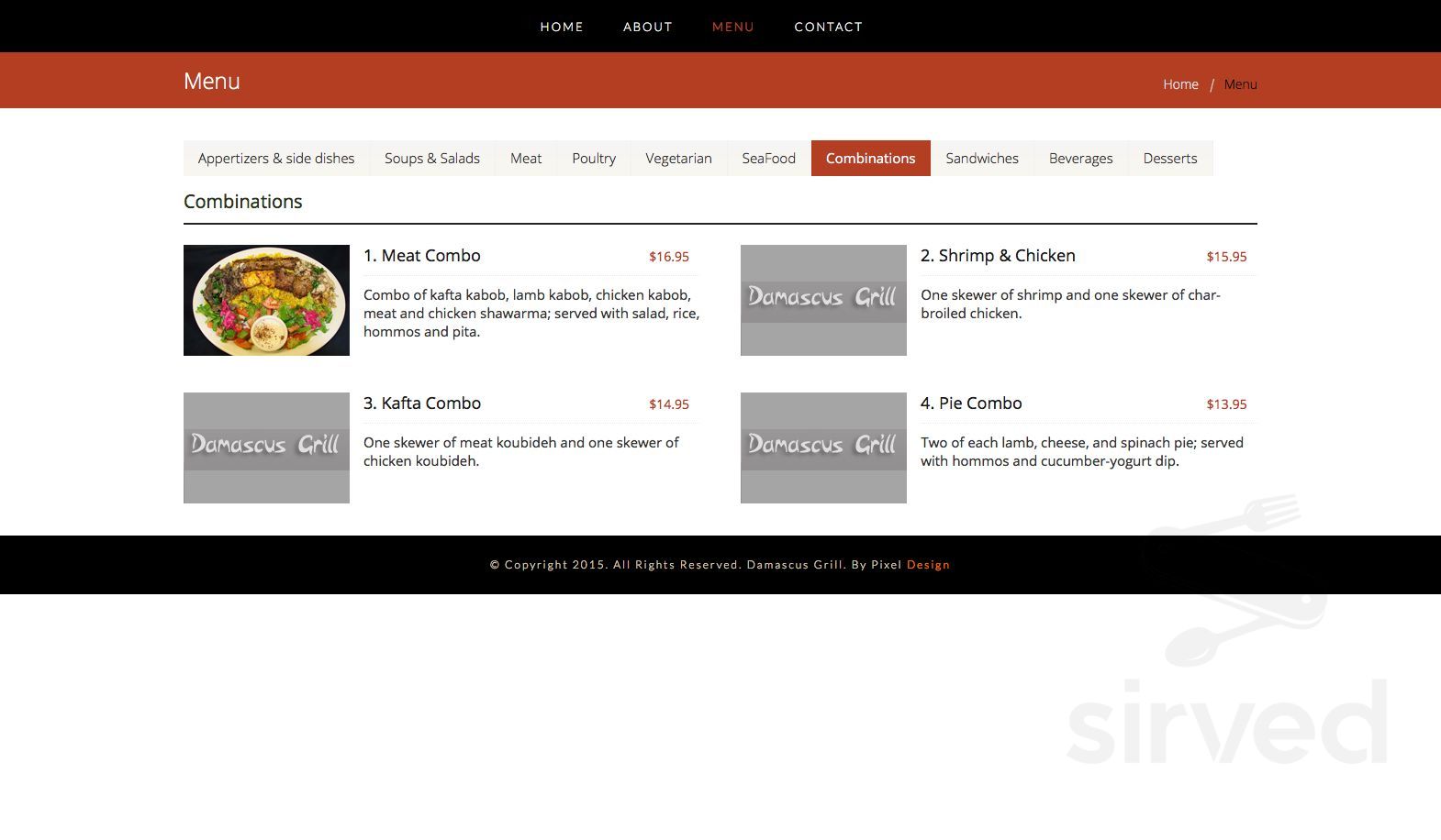 Menu - Littleton CO's Damascus Grill | Sirved