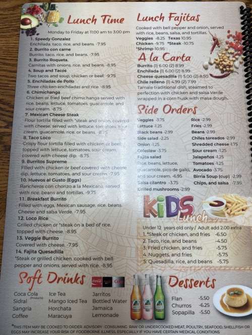 Rinconcito Azteca Bar & Grill menu in Fayetteville, Georgia, USA