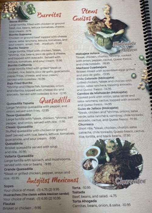 Rinconcito Azteca Bar & Grill menu in Fayetteville, Georgia, USA