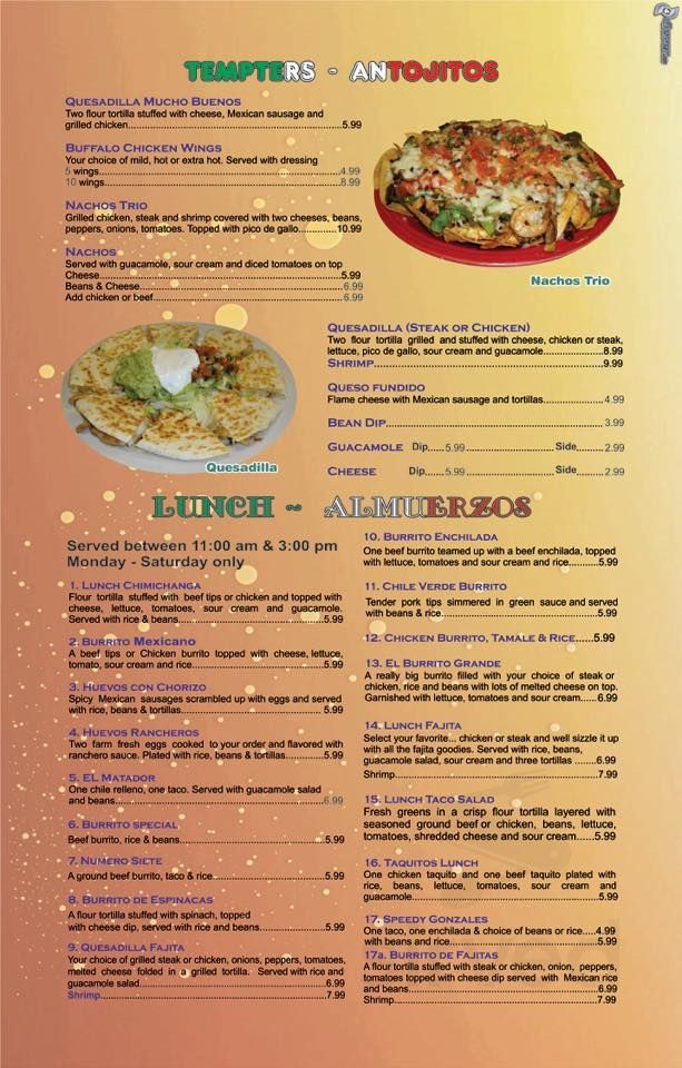 Menu for Mucho Buenos in Brunswick, OH | Sirved