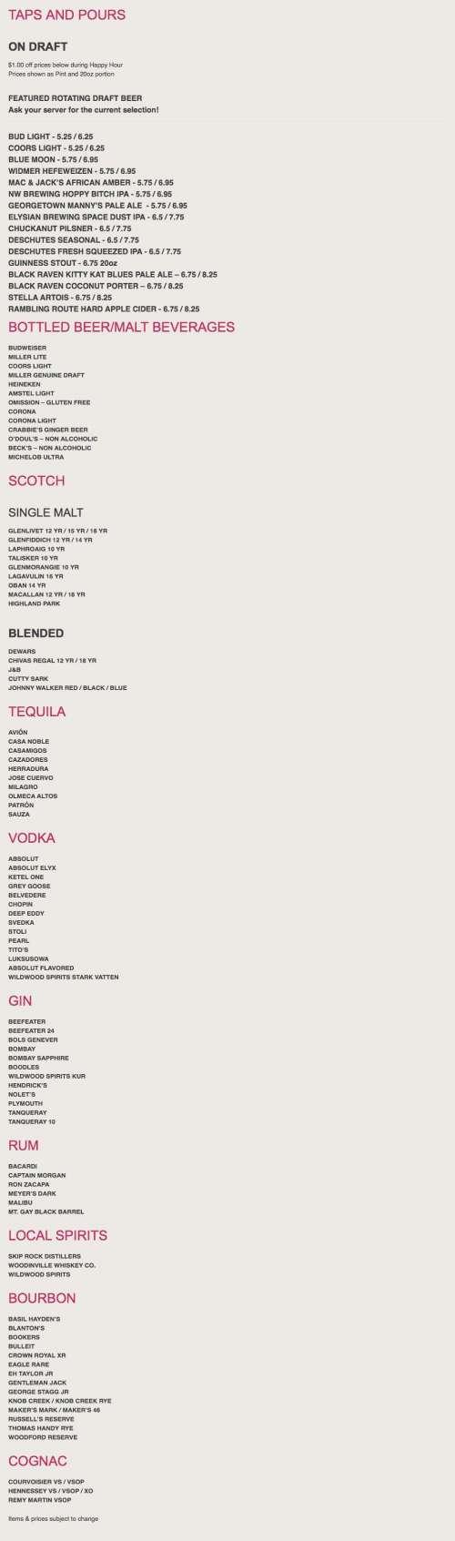 Emory's on Silver Lake menu in Everett, Washington, USA