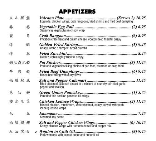 The Han Dynasty menu in Fort Wayne, Indiana, USA