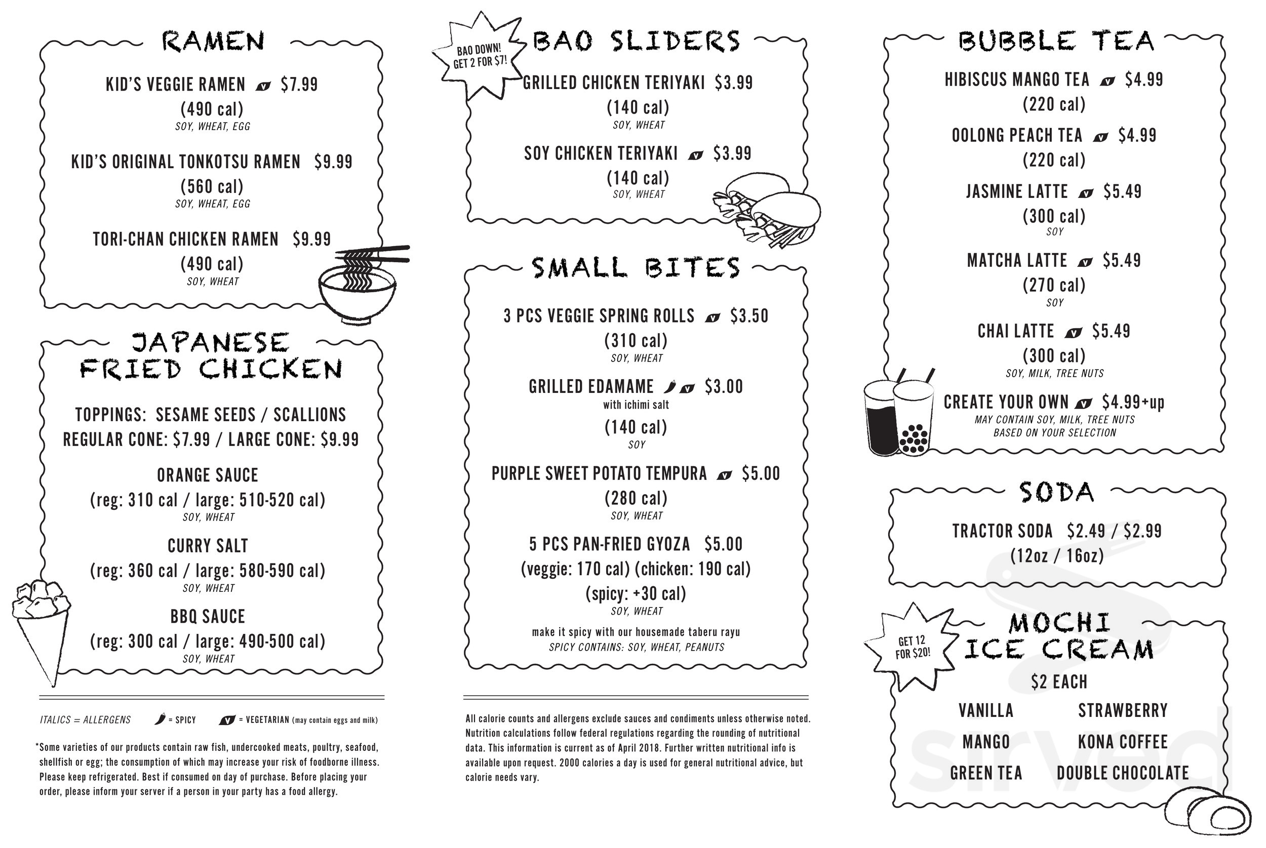 Tam Tam Ramen menu in Mill Valley, California, USA