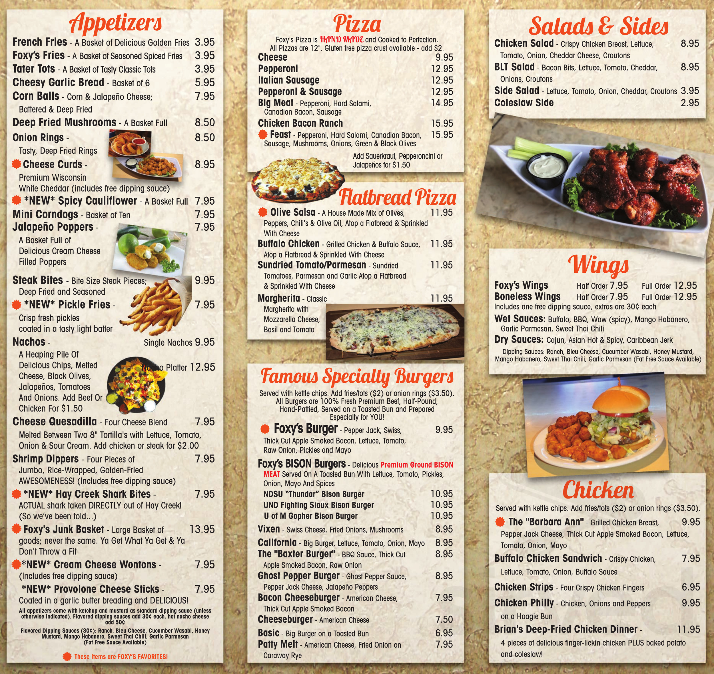 Foxy's Bar & Grill menu in Park Rapids, Minnesota, USA