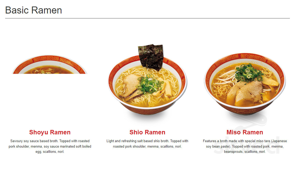 Kenzo Ramen menu in Barrie, Ontario, Canada