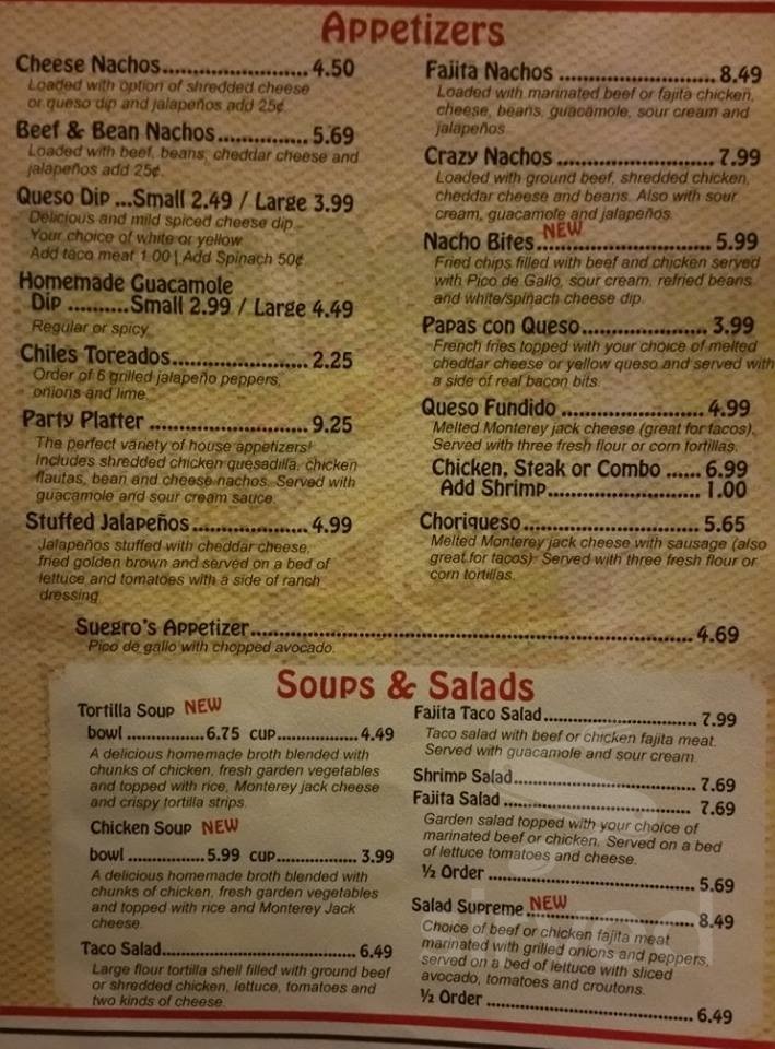 Papa's Mexican Cafe menu in Mena, Arkansas, USA