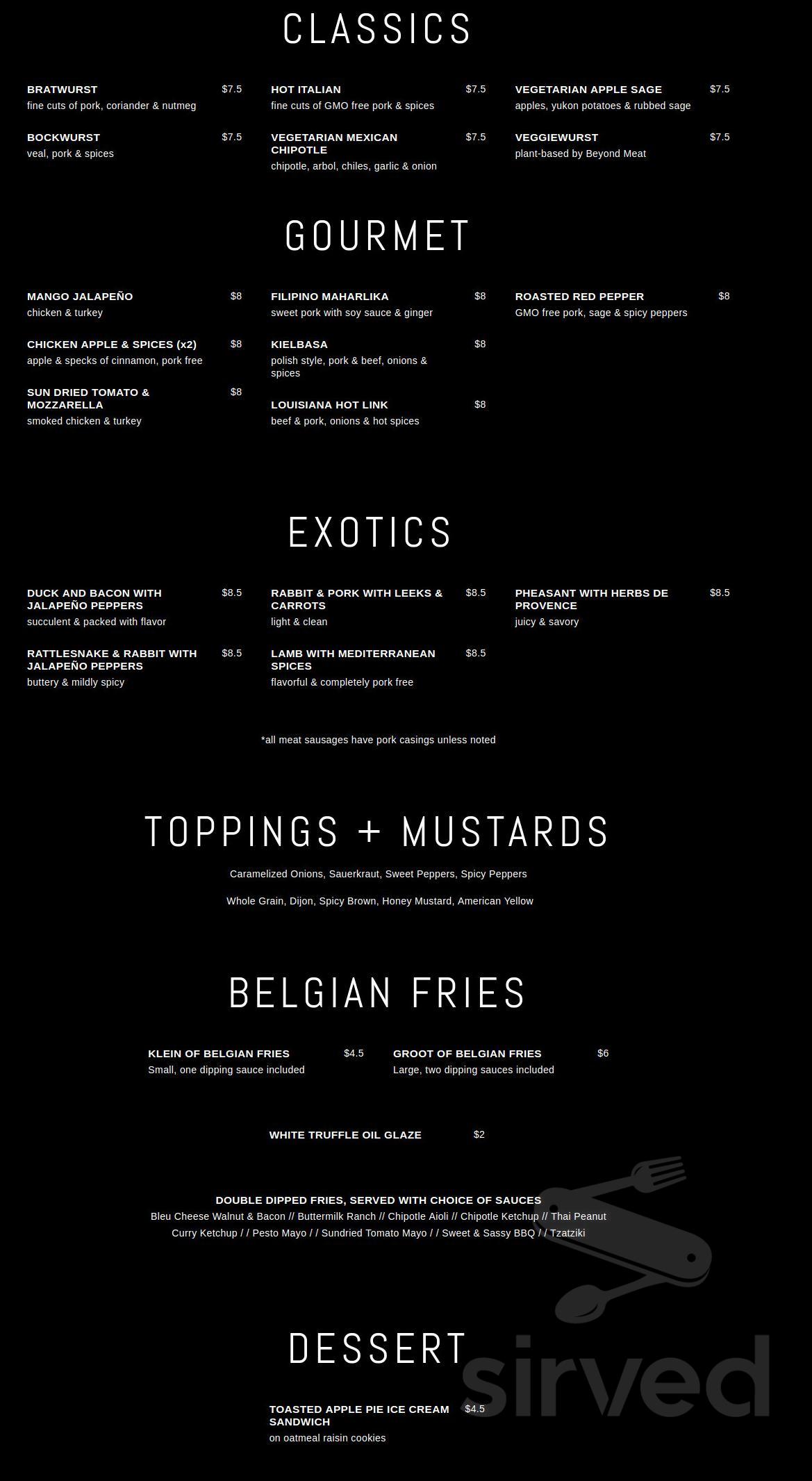 Wurstküche menus in Los Angeles, California, United States