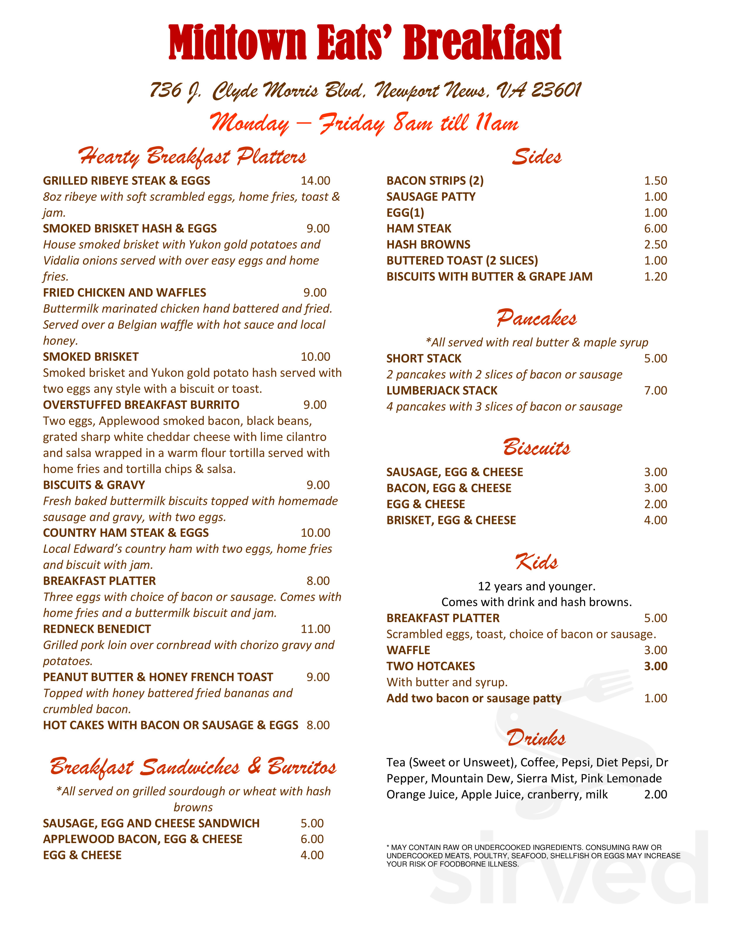 Sandbar Grill And Pub menu in Newport News, Virginia, USA