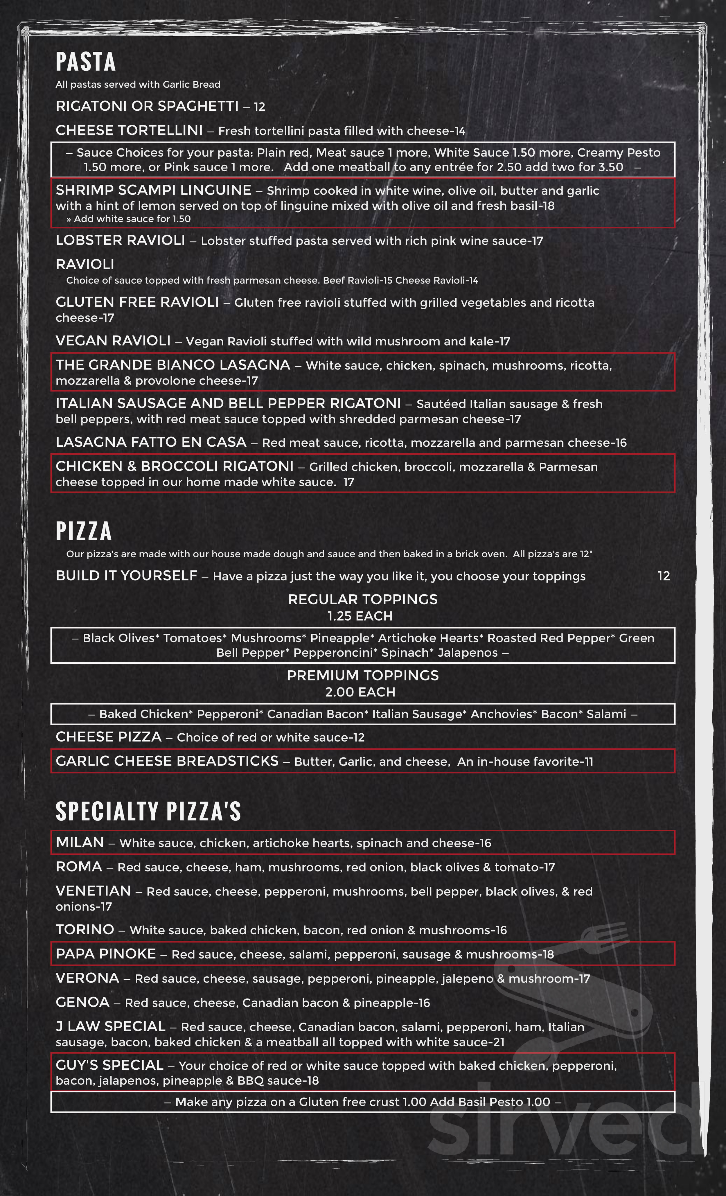 Menu - Merced CA's Destino's | Sirved