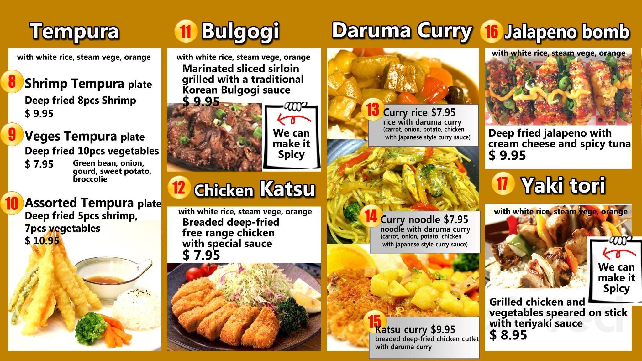 Daruma Japanese Restaurant menus in Greeley, Colorado, United States