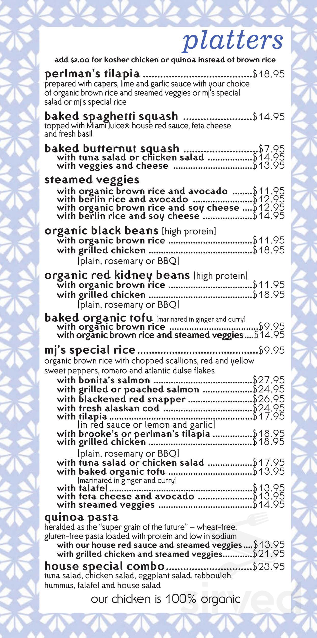 Menu - Sunny Isles Beach FL's Miami Juice | Sirved
