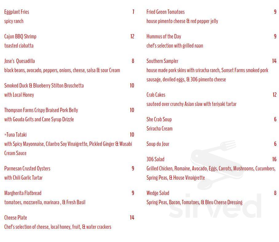 306 North Restaurant menu in Valdosta, Georgia, USA