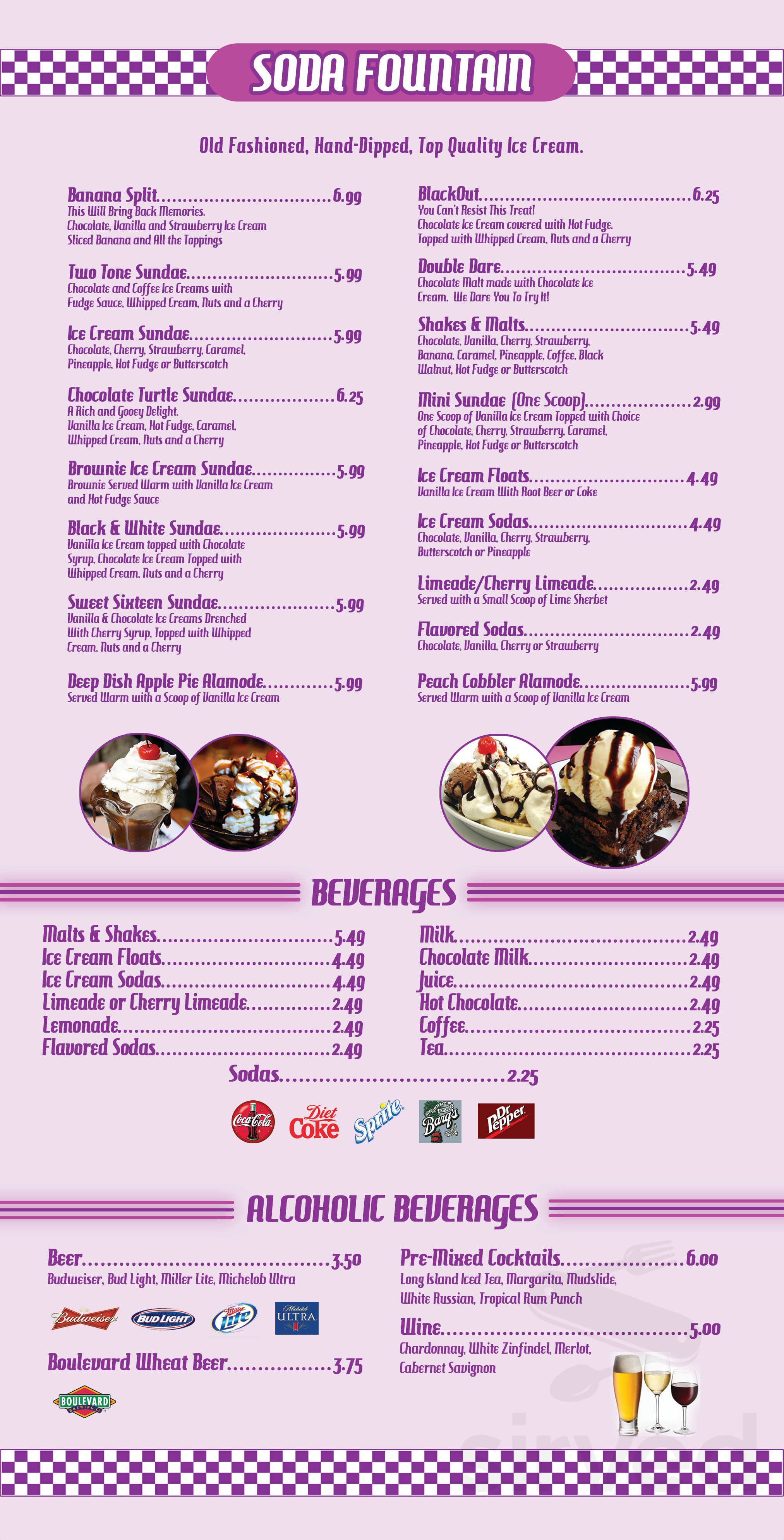 Jackie B. Goode's Uptown Cafe and Dinner Theater menus in Branson ...