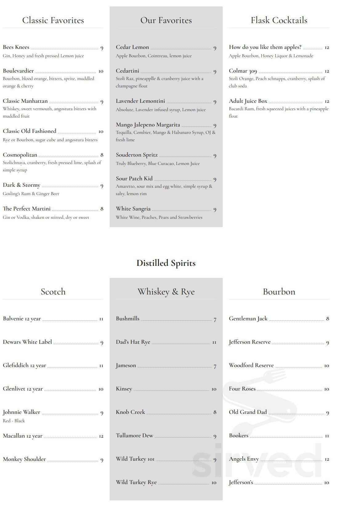 Red Cedar Grille & Cocktails menu in Colmar, Pennsylvania, USA
