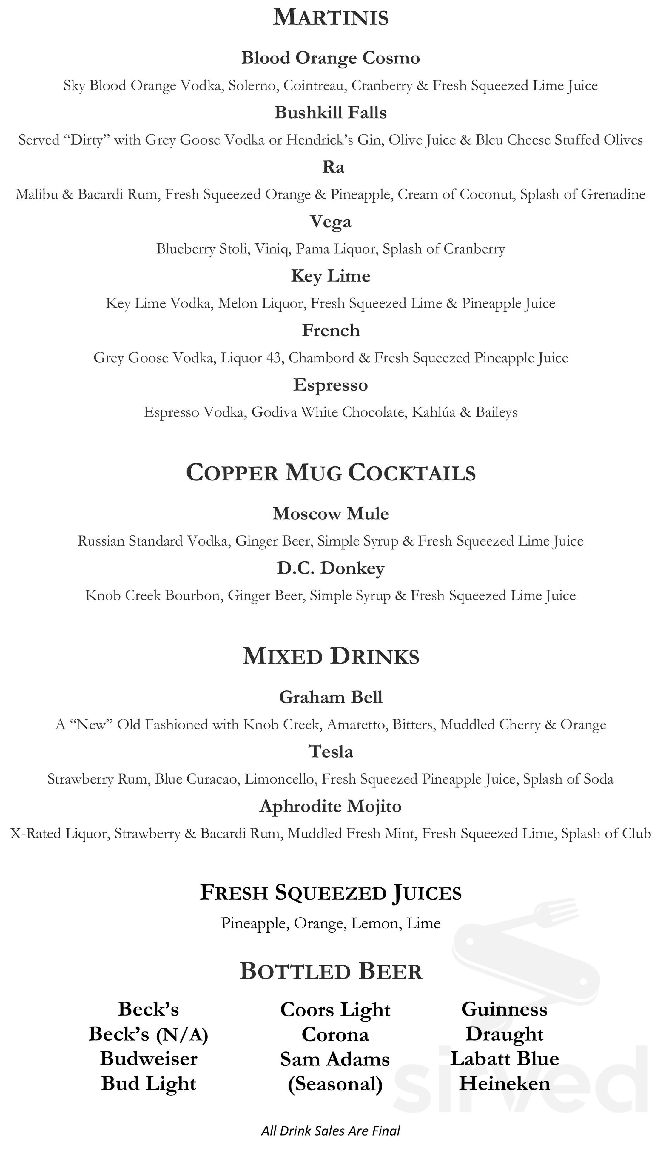 Beck's Land & Sea House menu in Nazareth, Pennsylvania, USA