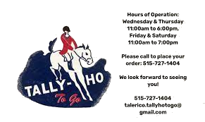 Menu for Tally-Ho To Go in Des Moines, IA | Sirved