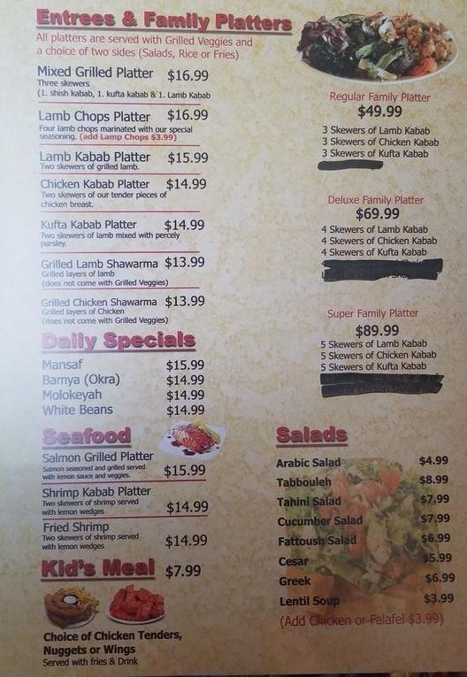 Baladna Restaurant & Hookah Lounge menus in Lauderhill, Florida, United ...