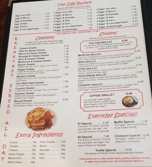 Fulton Diner menu in Fulton, Missouri, USA
